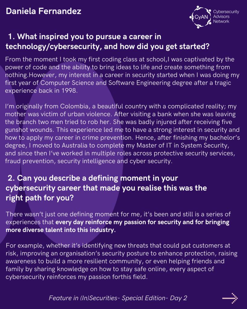 Behind the Keys: Women Who Secure the Future – Daniela Fernandez – Cybersecurity Advisors Network